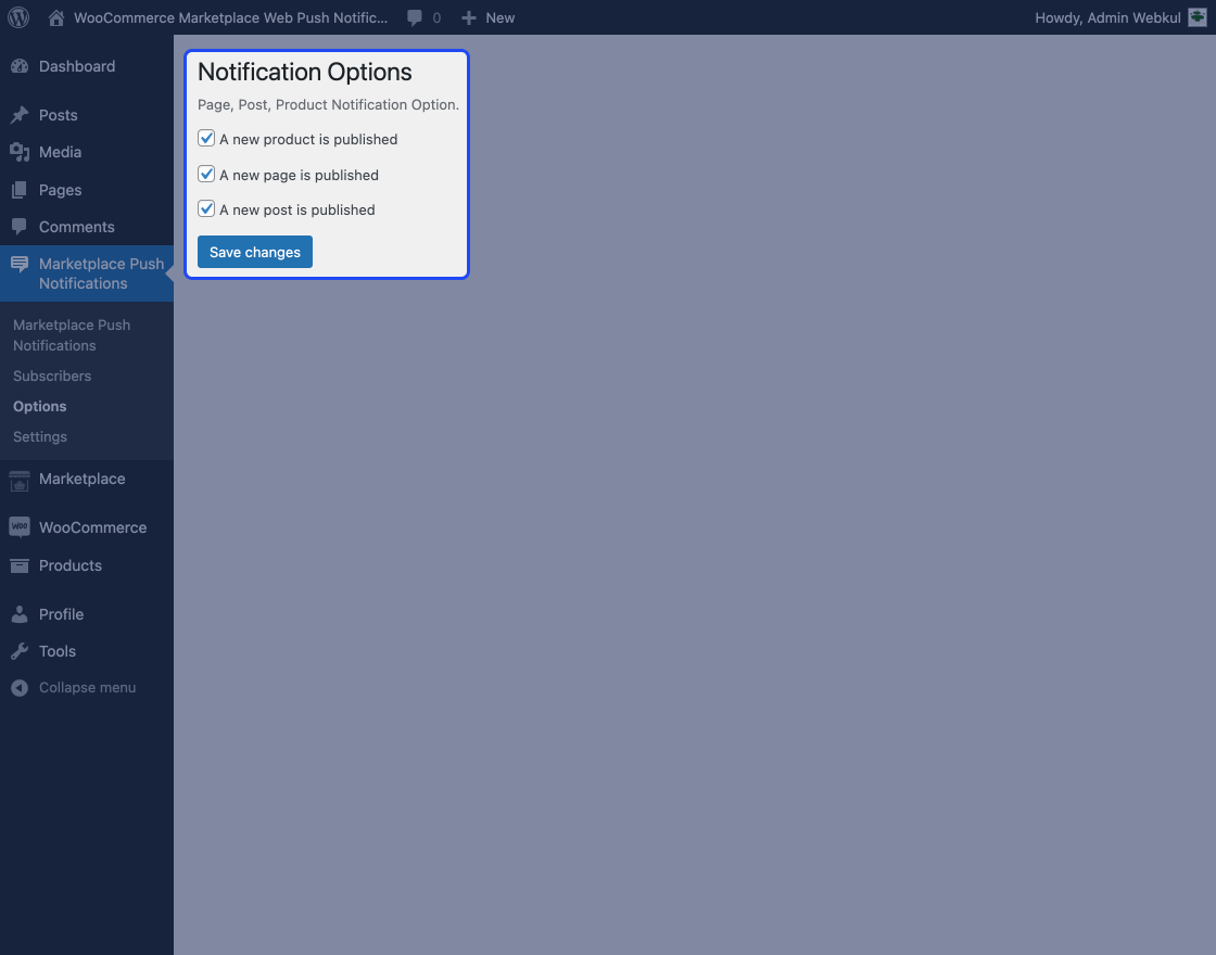WordPress WooCommerce Marketplace Web Push Notification Plugin by Webkul